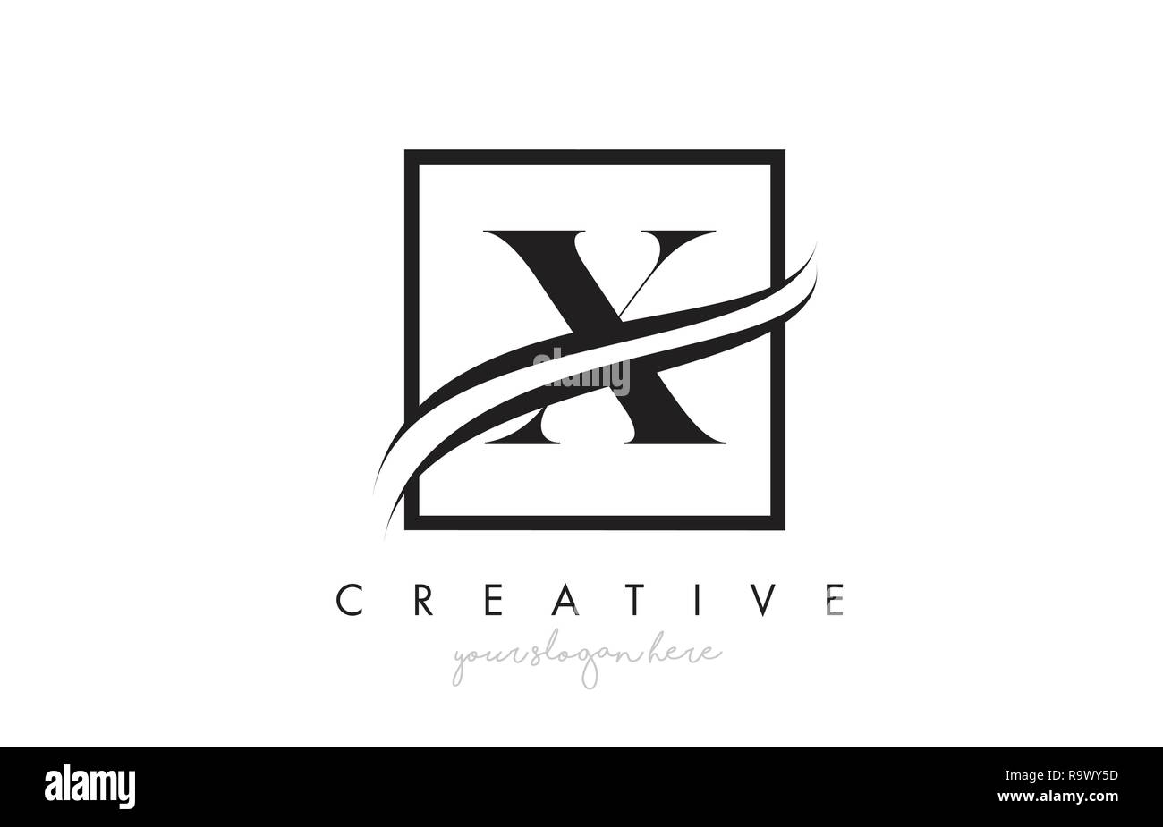 X Letter Icon Logo Design with Square Swoosh Border and Creative Design ...