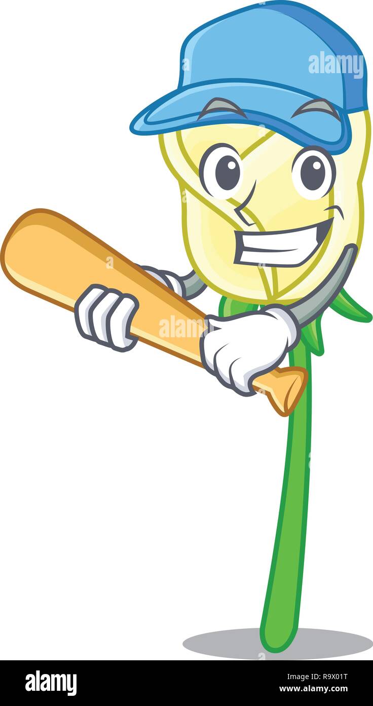 Playing baseball white rose in the shape cartoon Stock Vector Image ...
