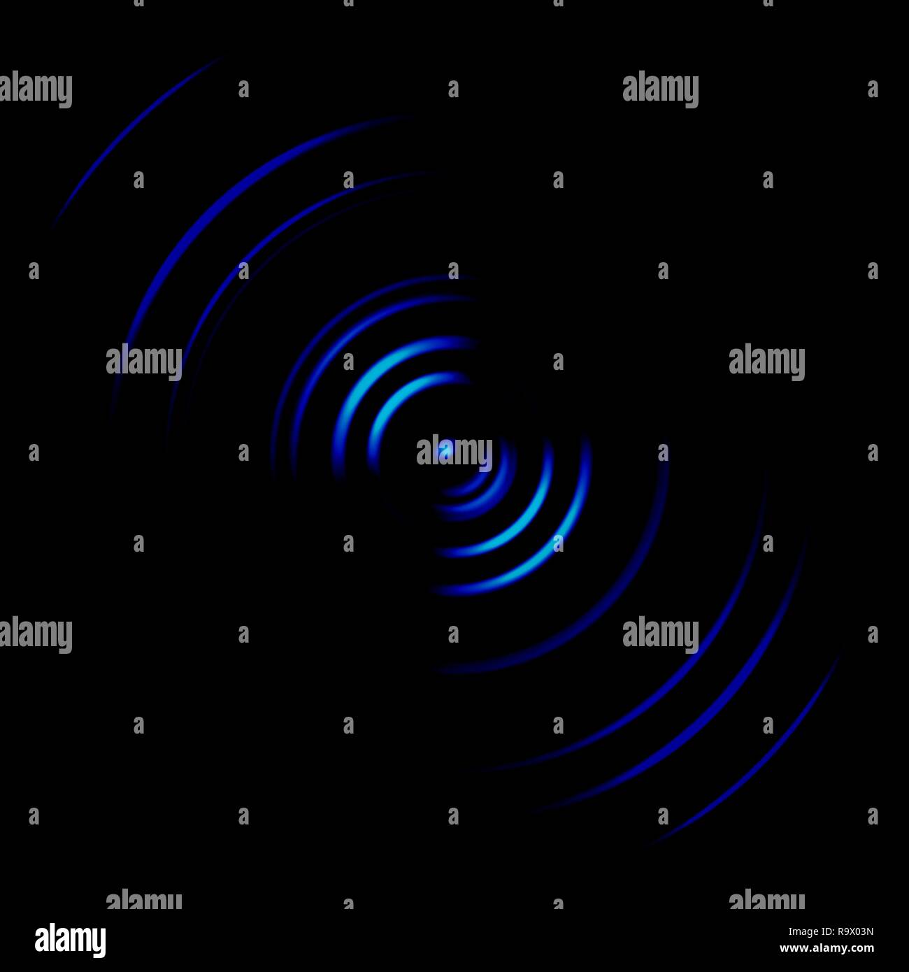 Abstract blue wireless network symbol on black background Stock Photo ...