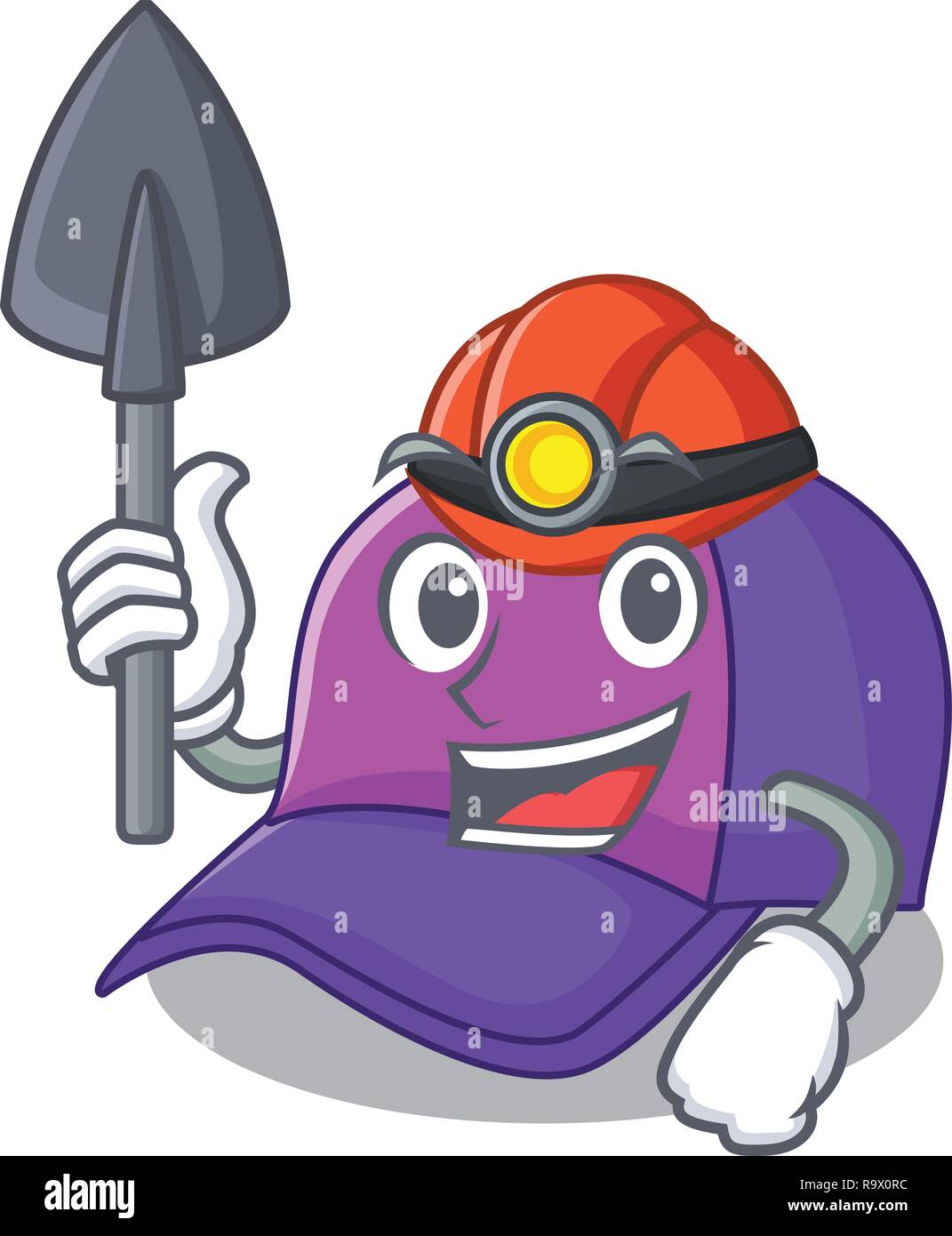 Miner cap character in the shape funny Stock Vector Image & Art - Alamy