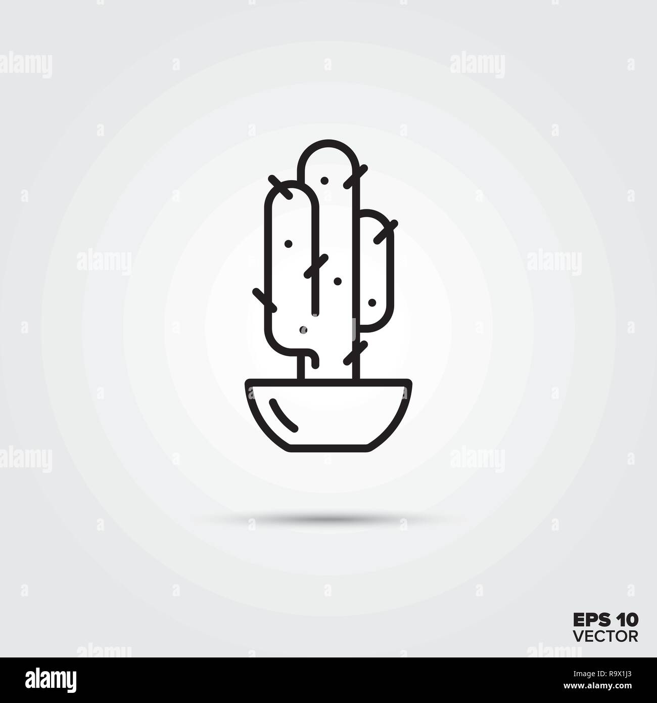 Potted cactus line icon vector illustration. Home decoration and ...