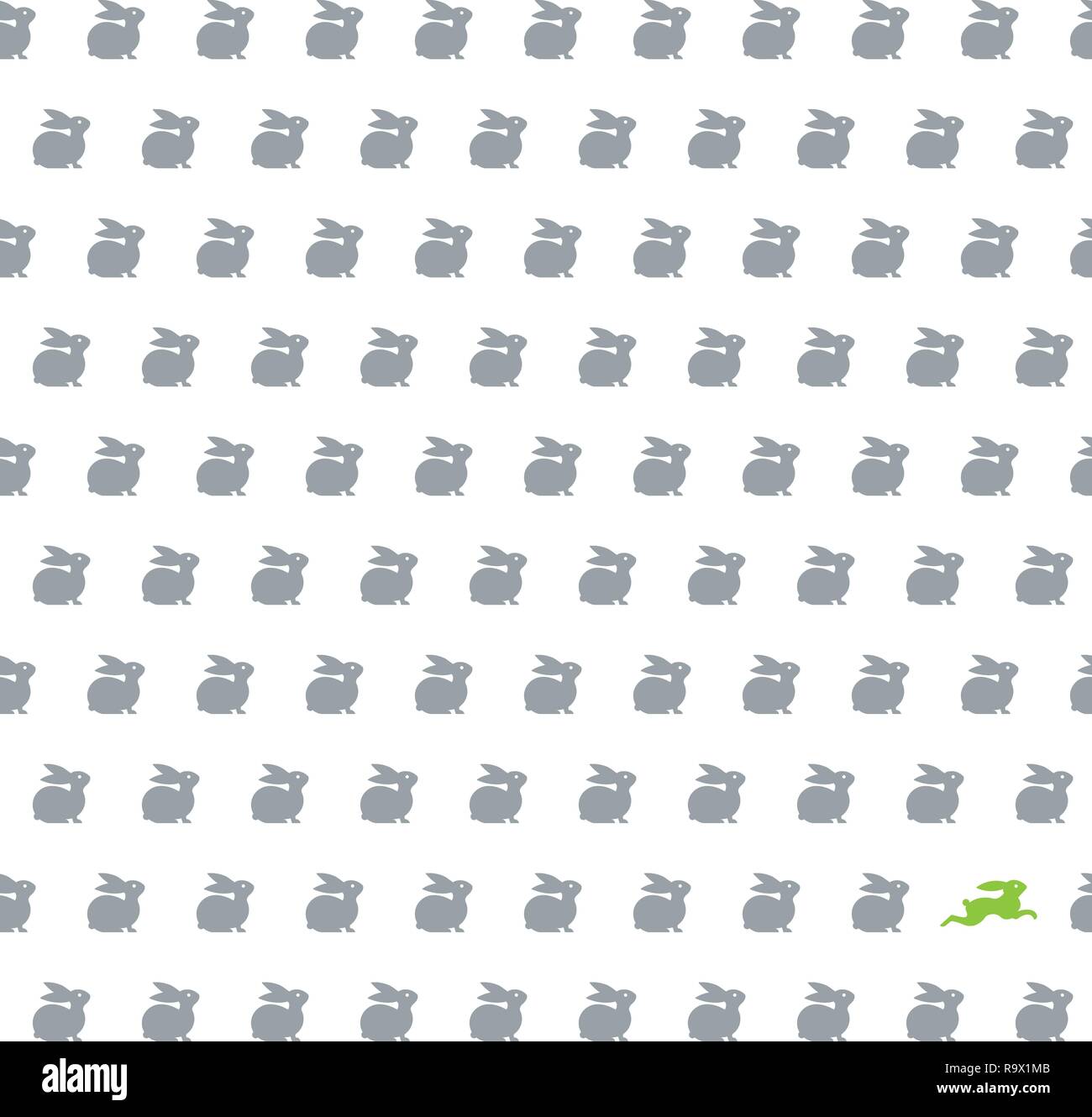 Seamless easter bunny background pattern with single running rabbit ...