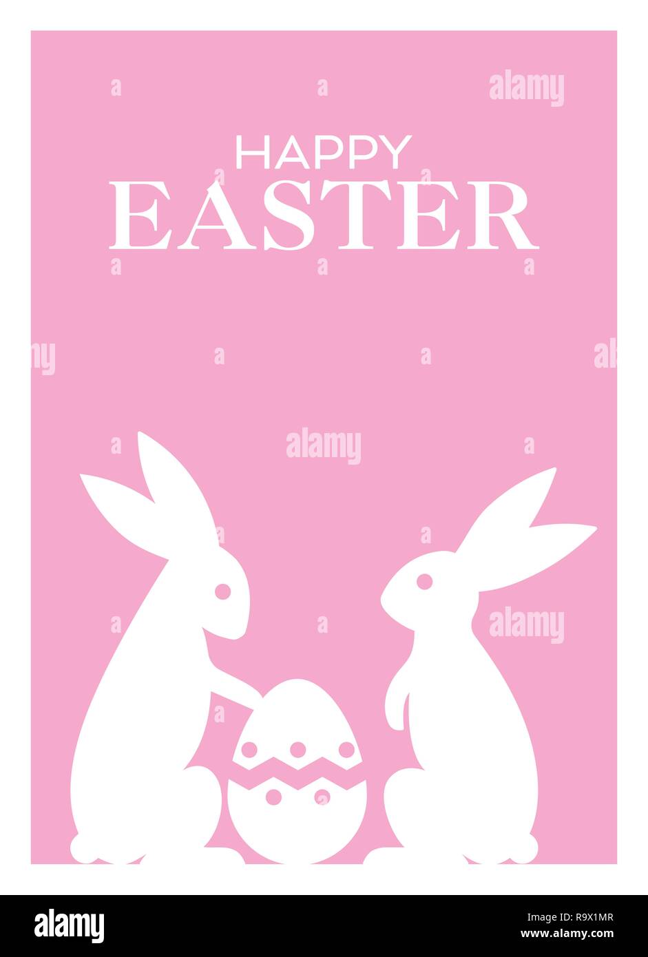 Happy Easter greeting cards with Easter Bunnies and Easter Egg vector ...