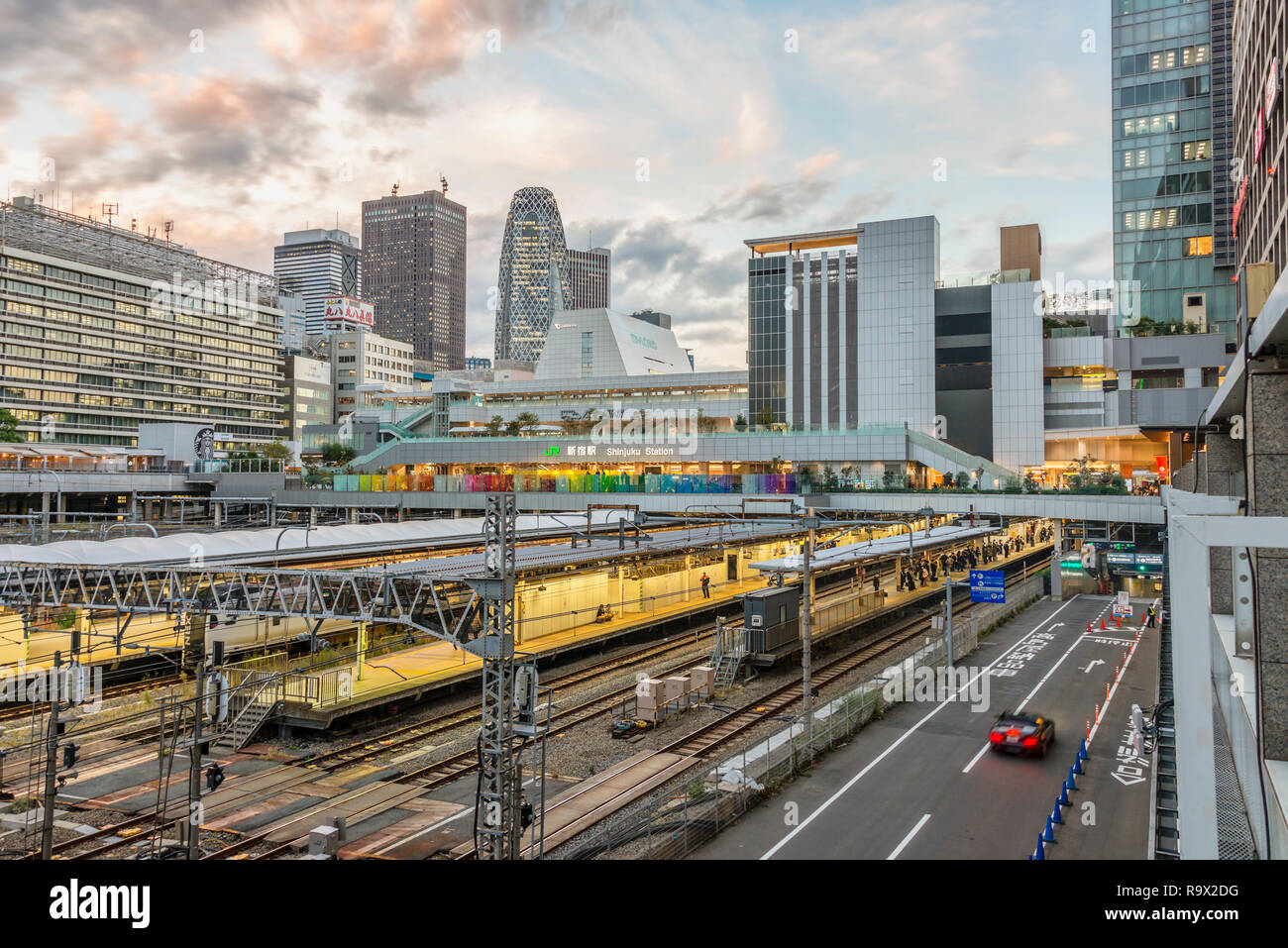 New South Gate and Southern Terrace of Shinjuku Station at dawn, Tokyo ...