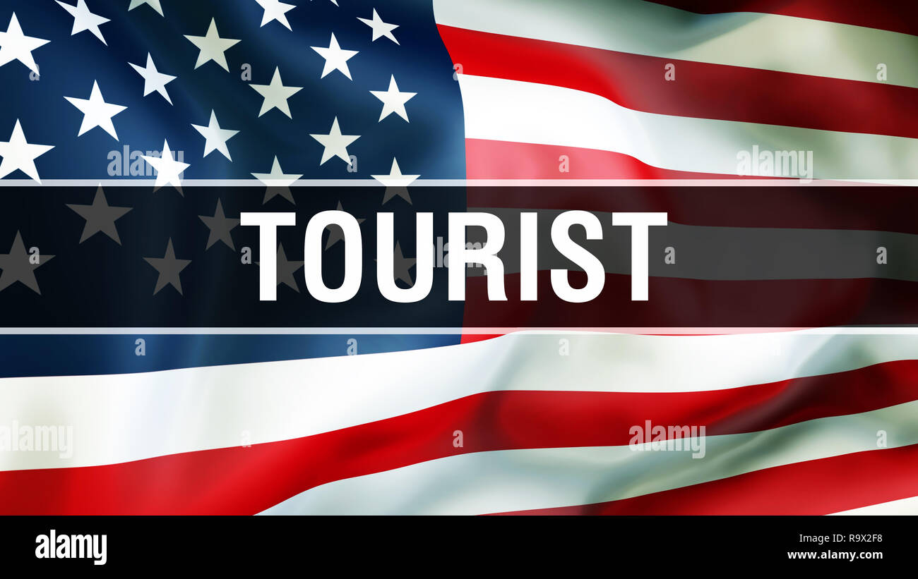 tourist on a USA flag background, 3D rendering. United States of ...