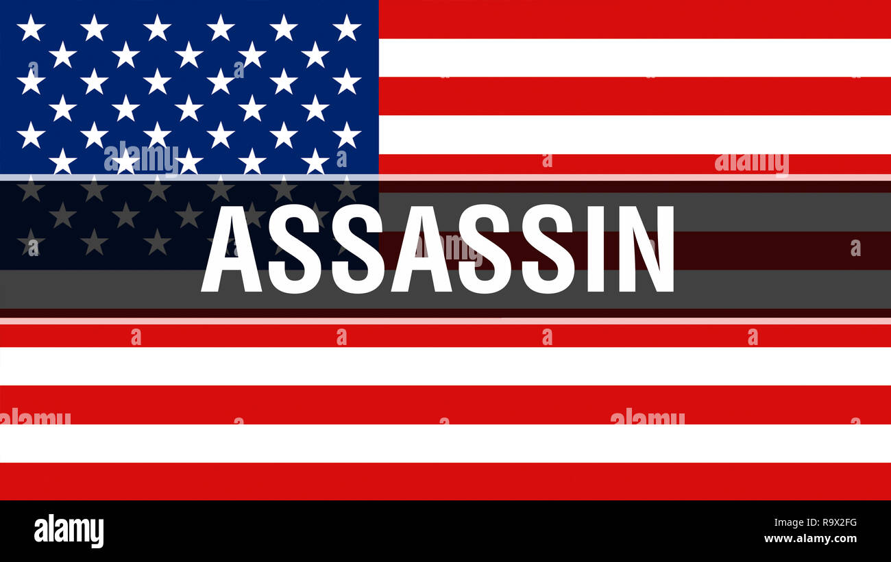 assassin on a USA flag background, 3D rendering. United States of ...