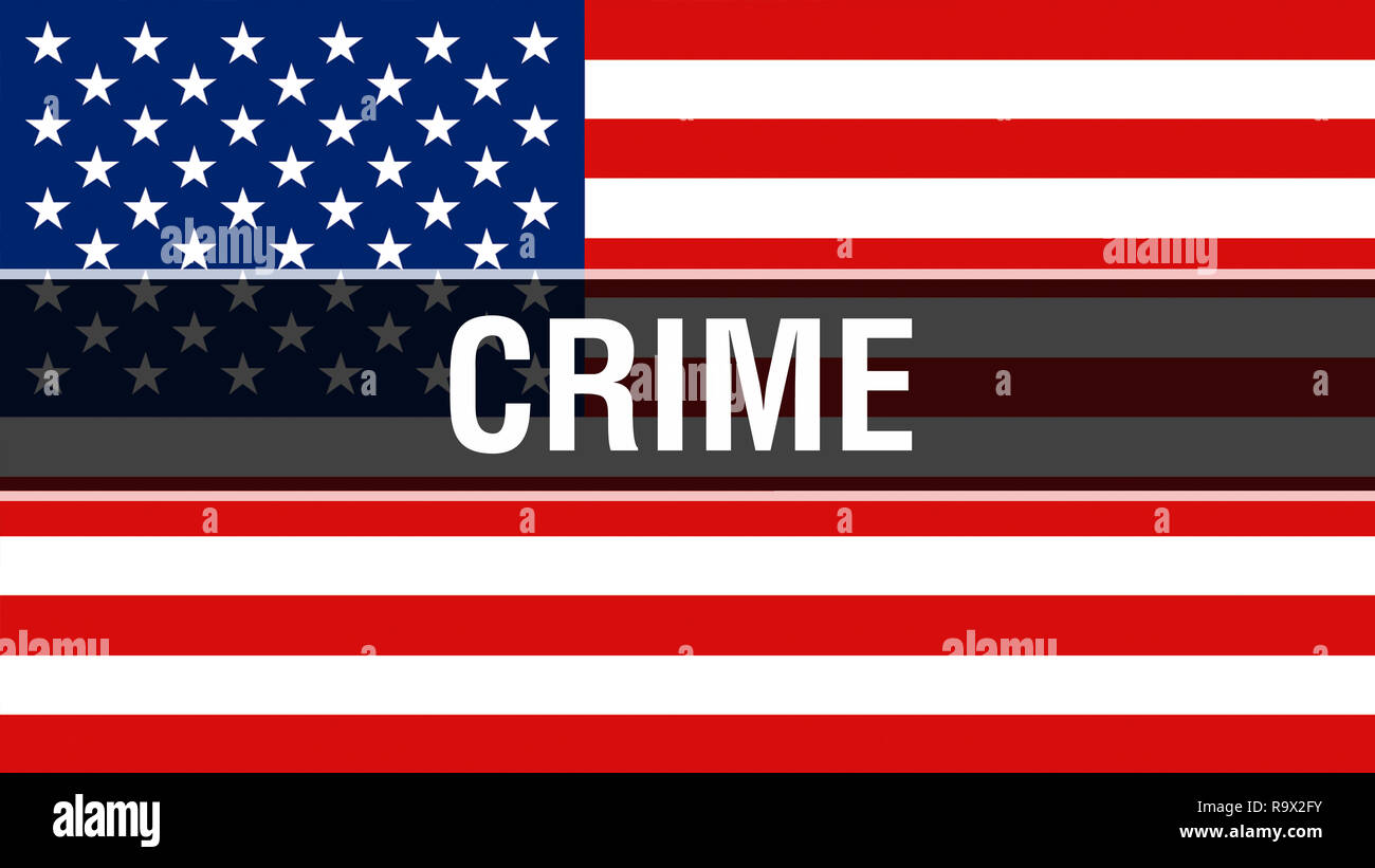 crime on a USA flag background, 3D rendering. United States of America ...