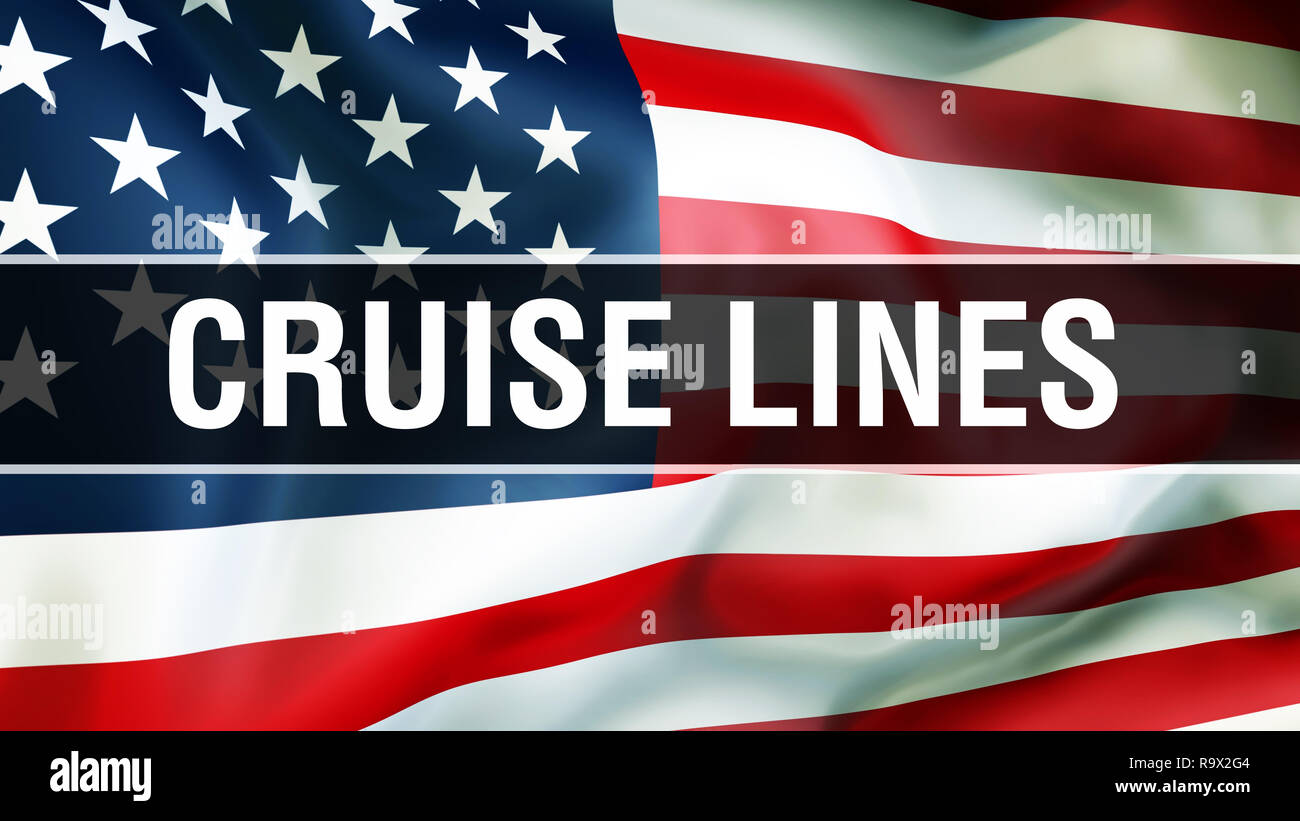cruise lines on a USA flag background, 3D rendering. United States of ...
