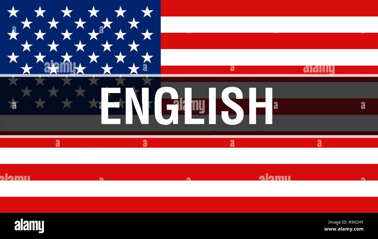 english on a USA flag background, 3D rendering. United States of ...