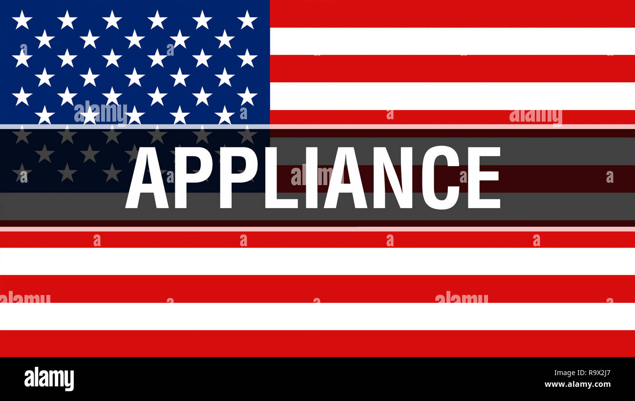appliance on a USA flag background, 3D rendering. United States of ...