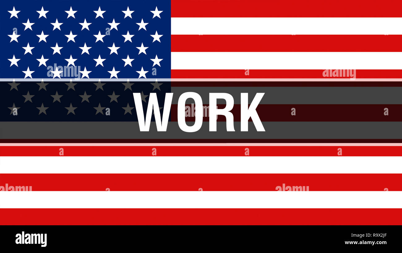 work on a USA flag background, 3D rendering. United States of America ...