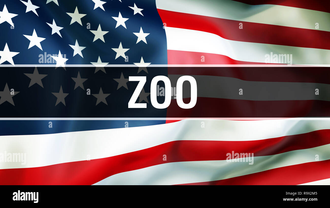 zoo on a USA flag background, 3D rendering. United States of America ...