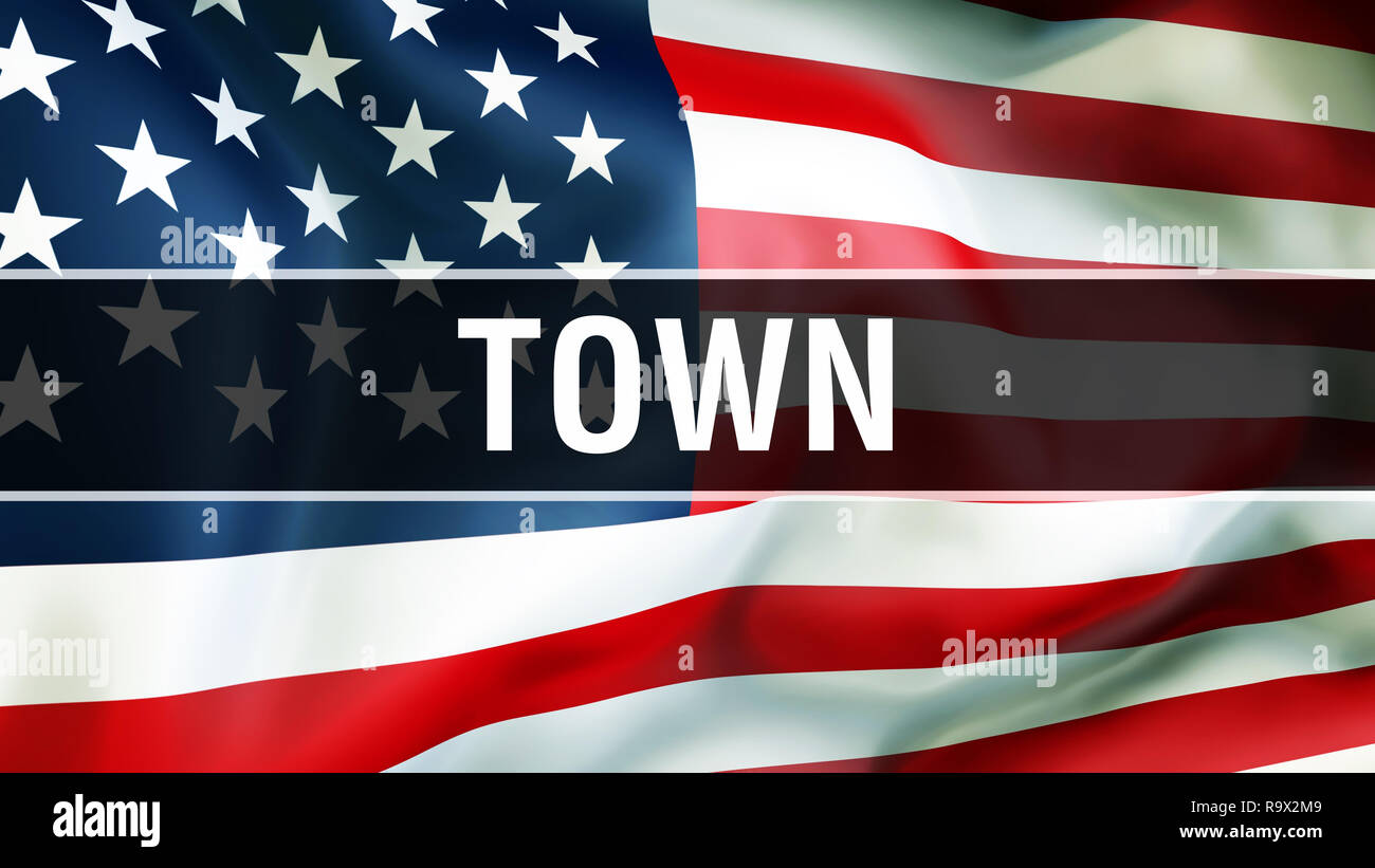 town on a USA flag background, 3D rendering. United States of America ...