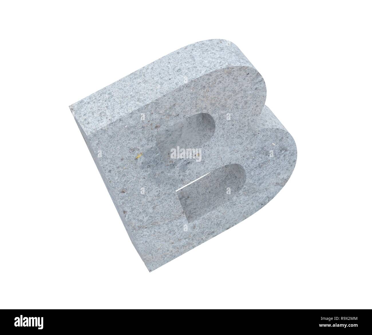 Concrete Capital Letter - B isolated on white background. 3D render ...