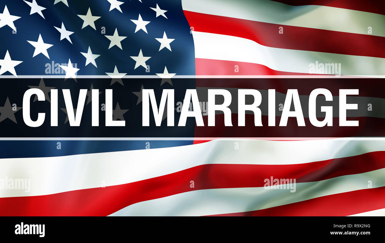 Civil Marriage on a USA flag background, 3D rendering. United States of ...