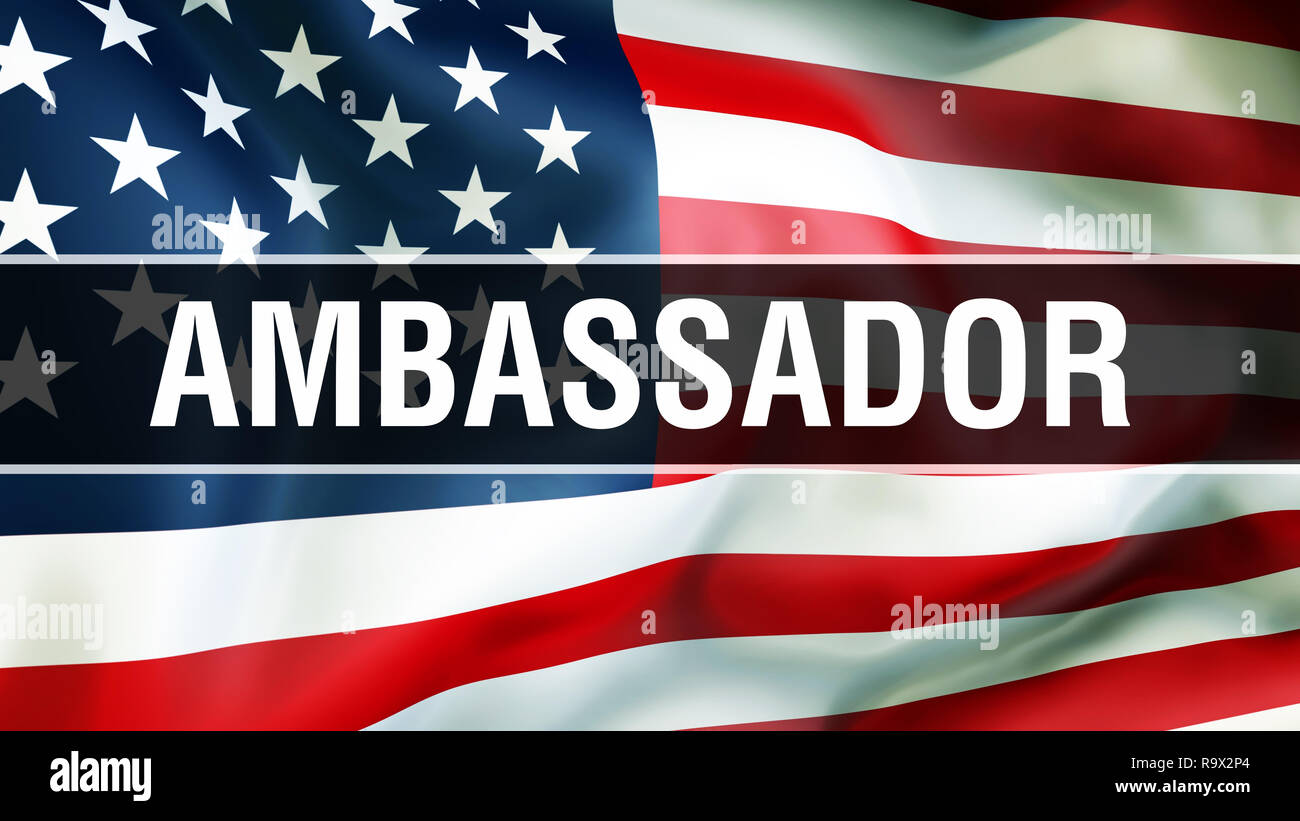Ambassador on a USA flag background, 3D rendering. United States of ...