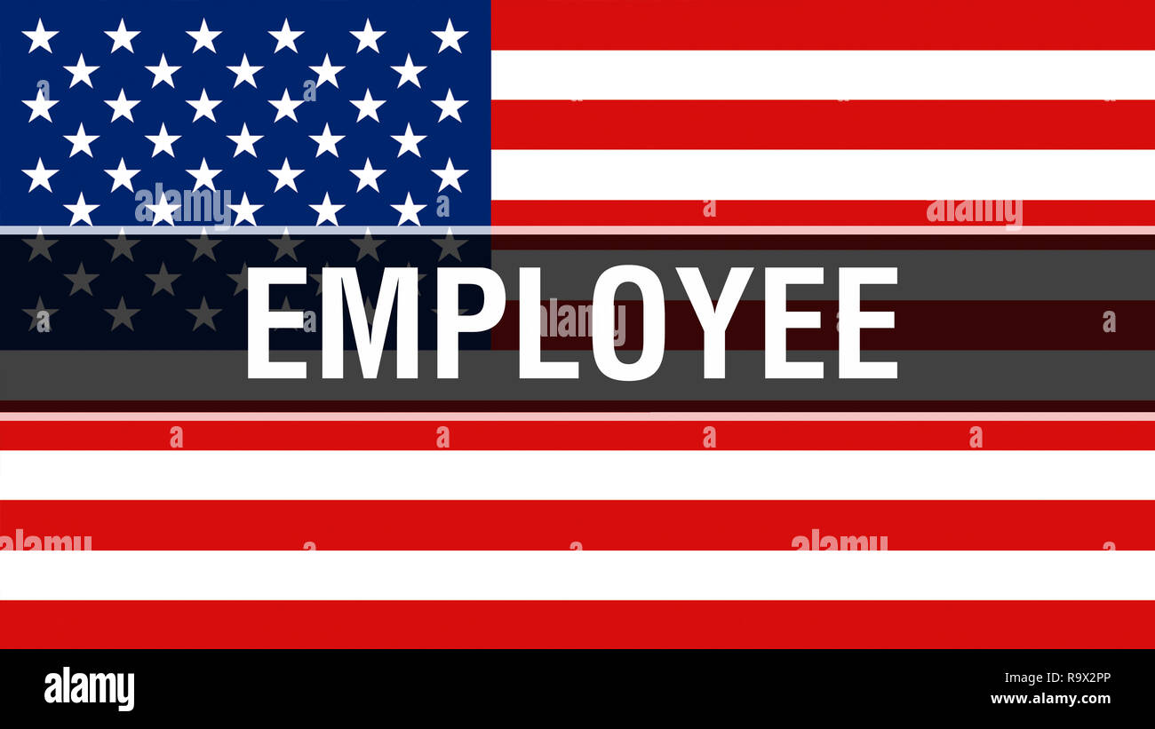 Employee on a USA flag background, 3D rendering. United States of ...
