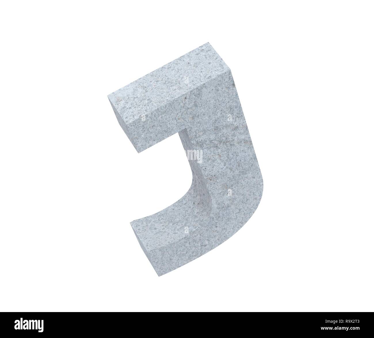 Concrete Capital Letter - J isolated on white background. 3D render ...
