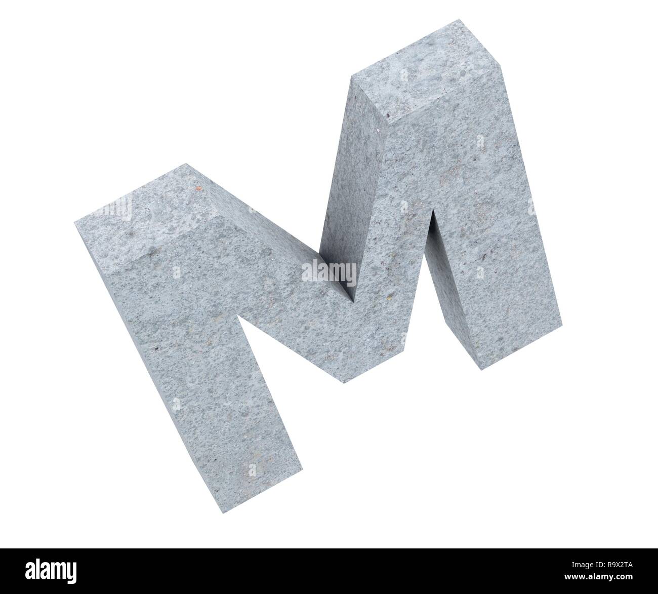 Concrete Capital Letter - M isolated on white background. 3D render ...