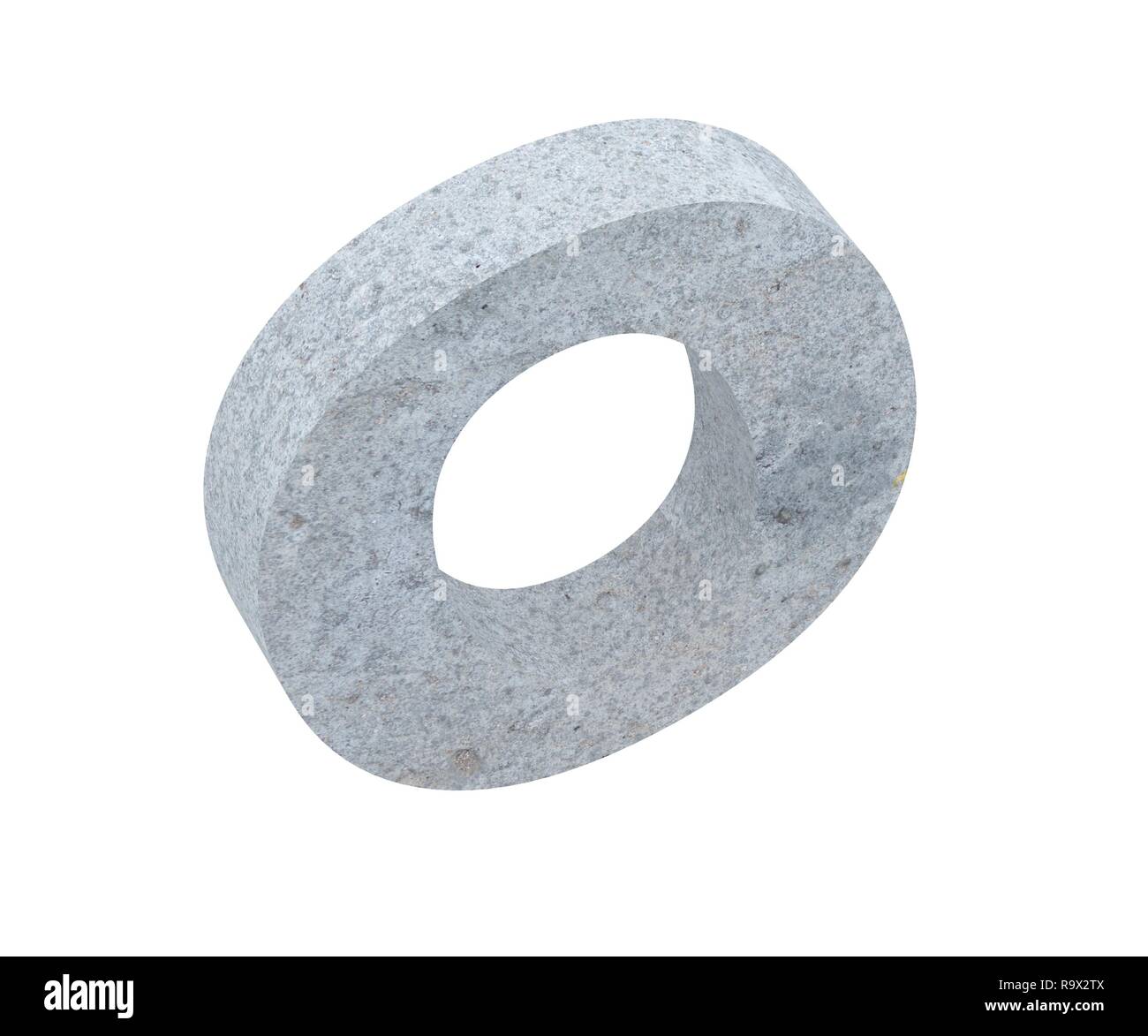 Concrete Capital Letter - O isolated on white background. 3D render ...
