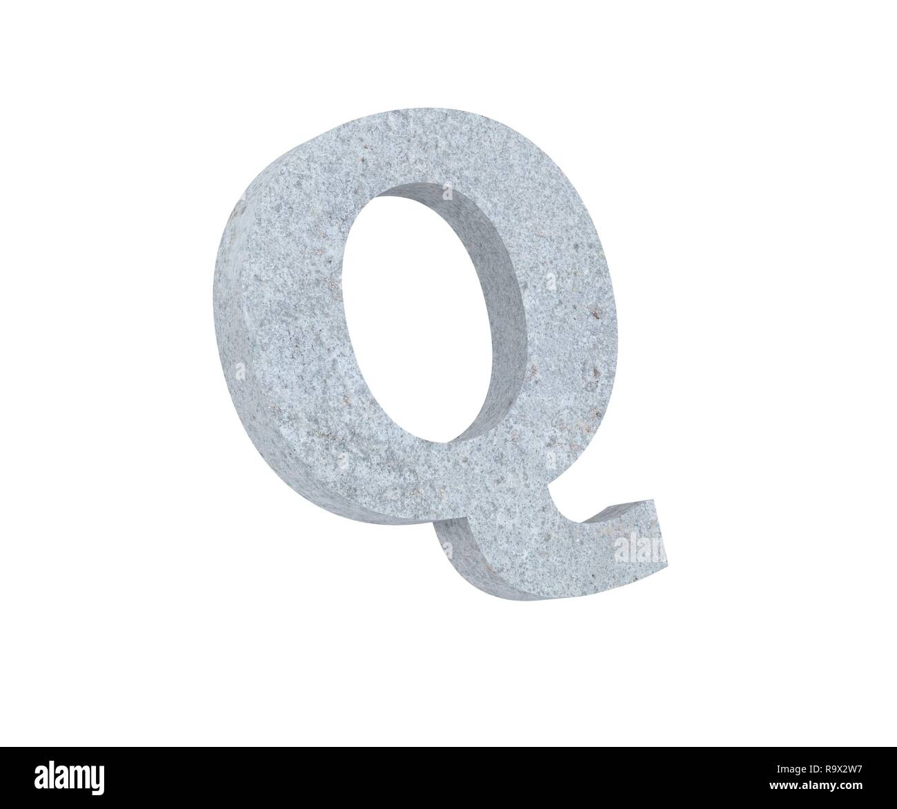 Concrete Capital Letter - Q isolated on white background. 3D render ...