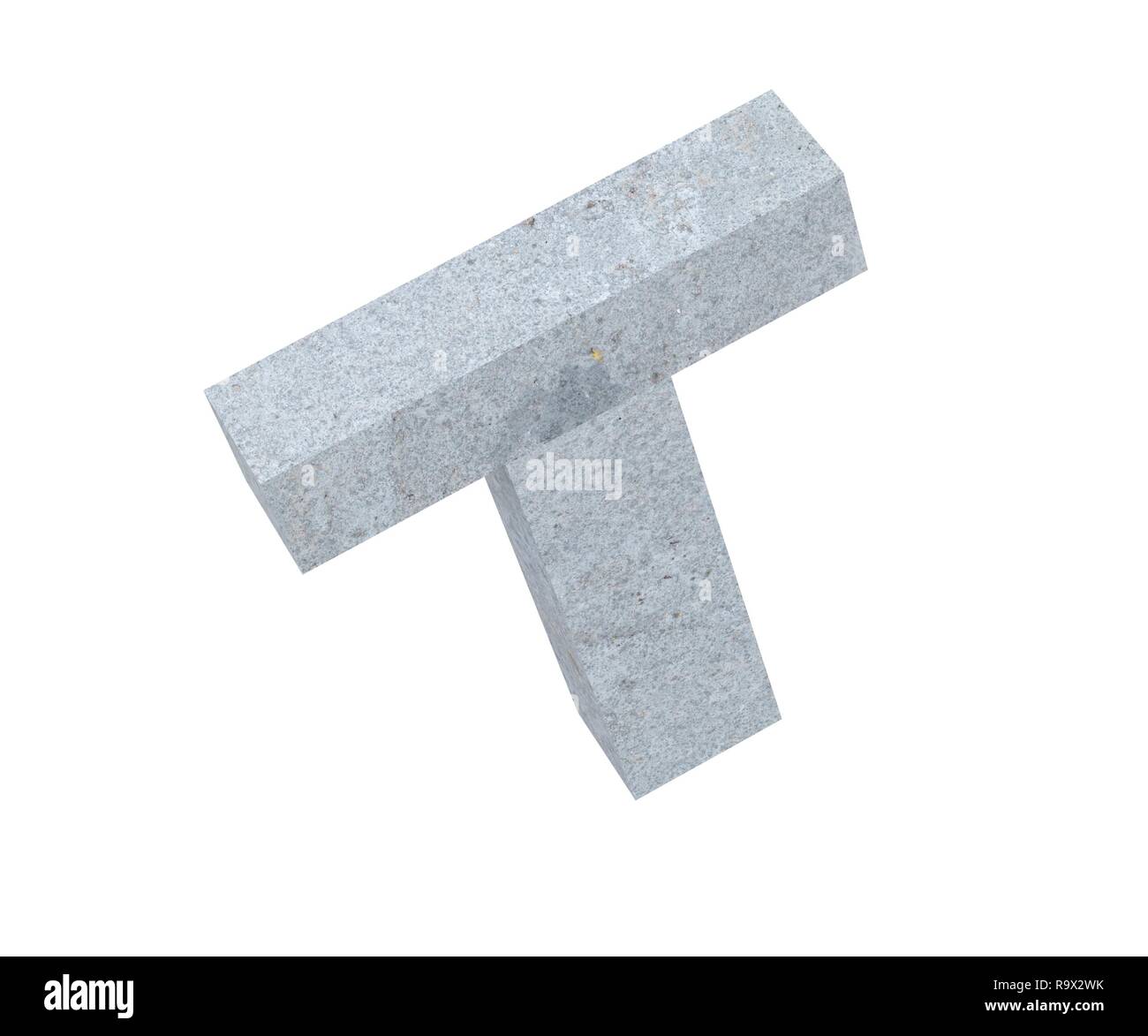 Concrete Capital Letter - T isolated on white background. 3D render ...