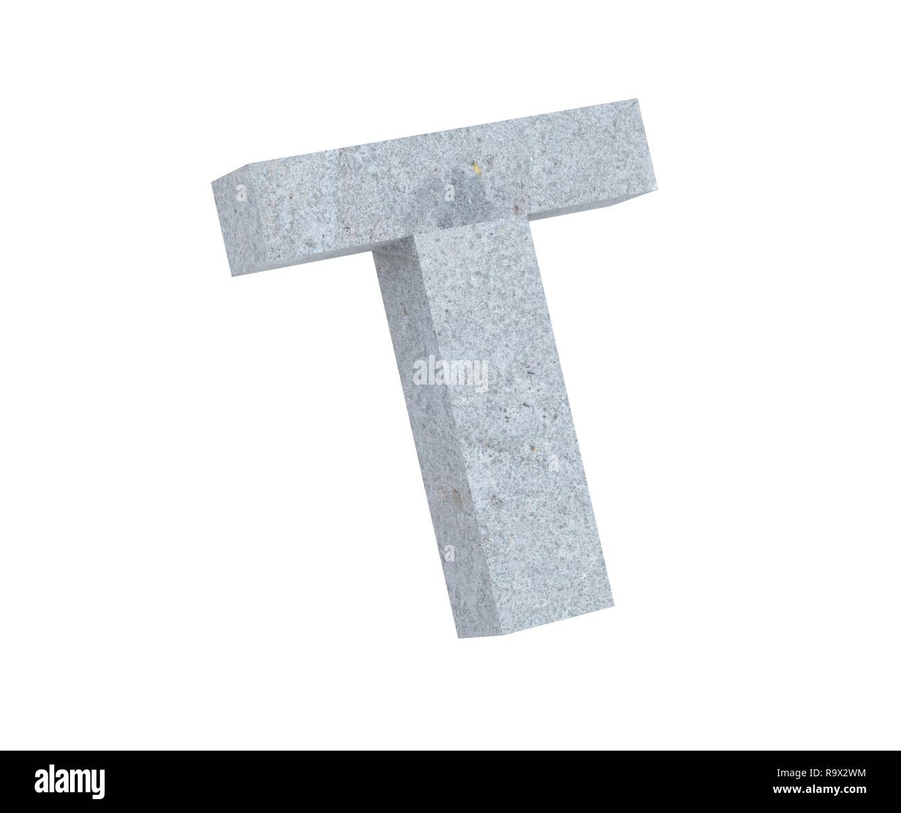 Concrete Capital Letter - T isolated on white background. 3D render ...
