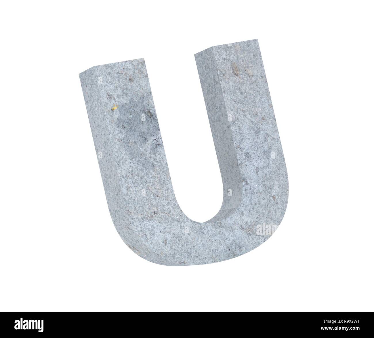 Concrete Capital Letter - U isolated on white background. 3D render ...