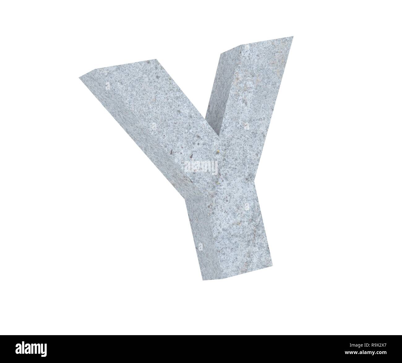 Concrete Capital Letter - Y isolated on white background. 3D render ...