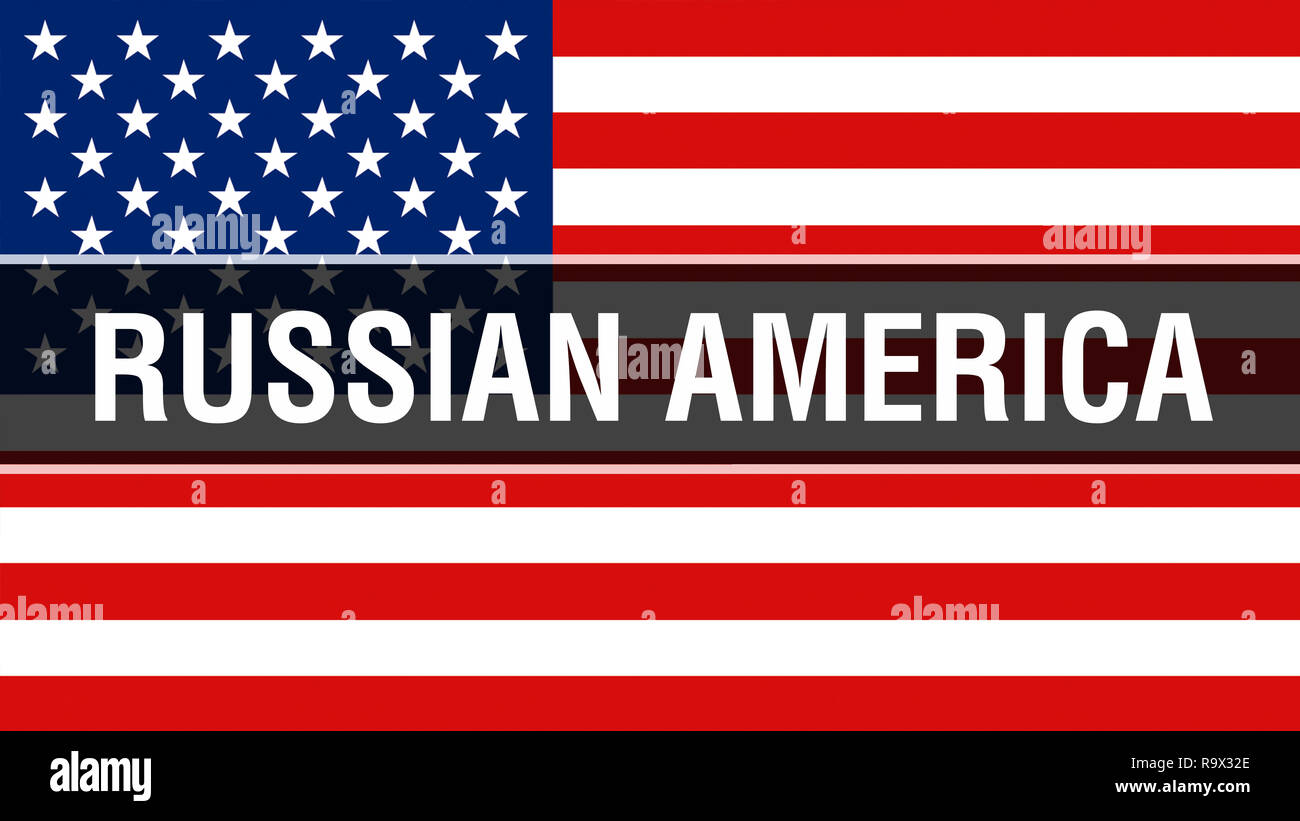 Russian America on a USA flag background, 3D rendering. United States ...