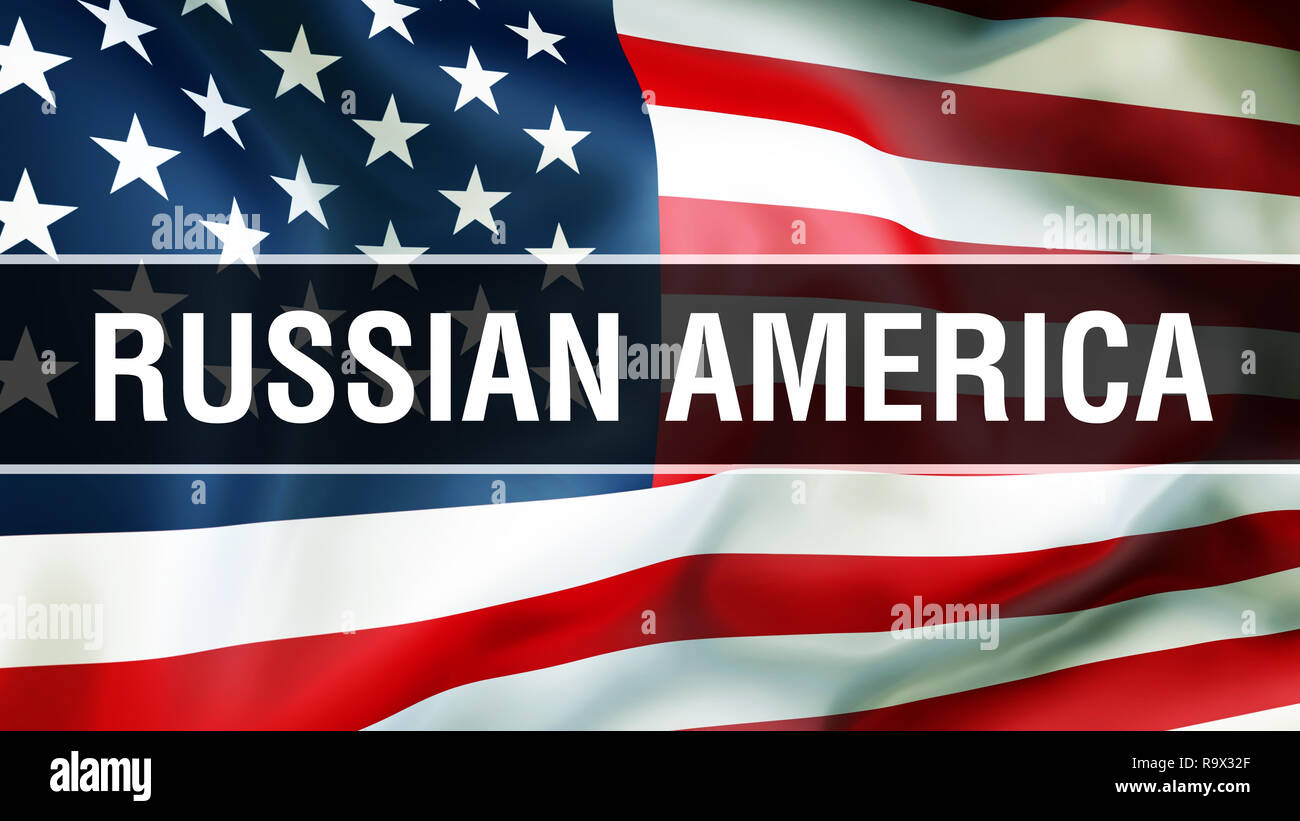 Russian America on a USA flag background, 3D rendering. United States ...