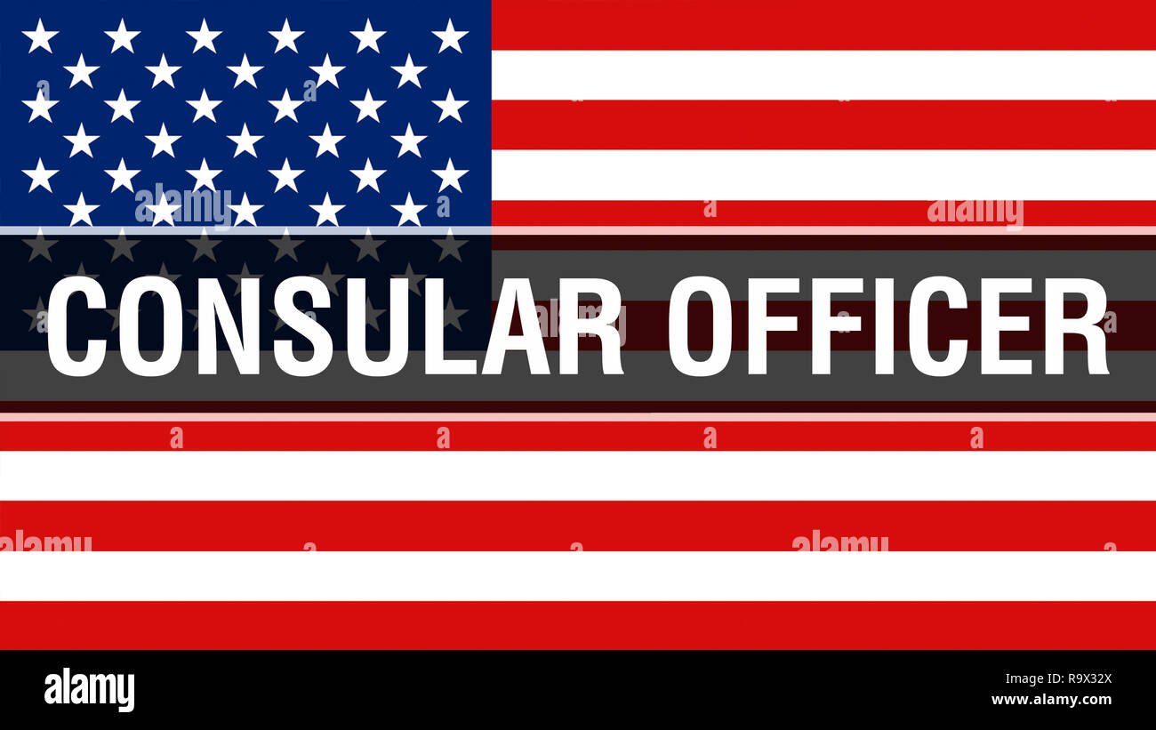 Consular Officer on a USA flag background, 3D rendering. United States ...