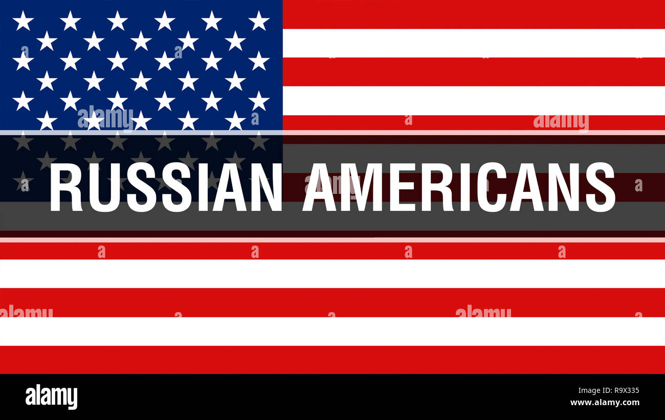 Russian Americans on a USA flag background, 3D rendering. United States ...