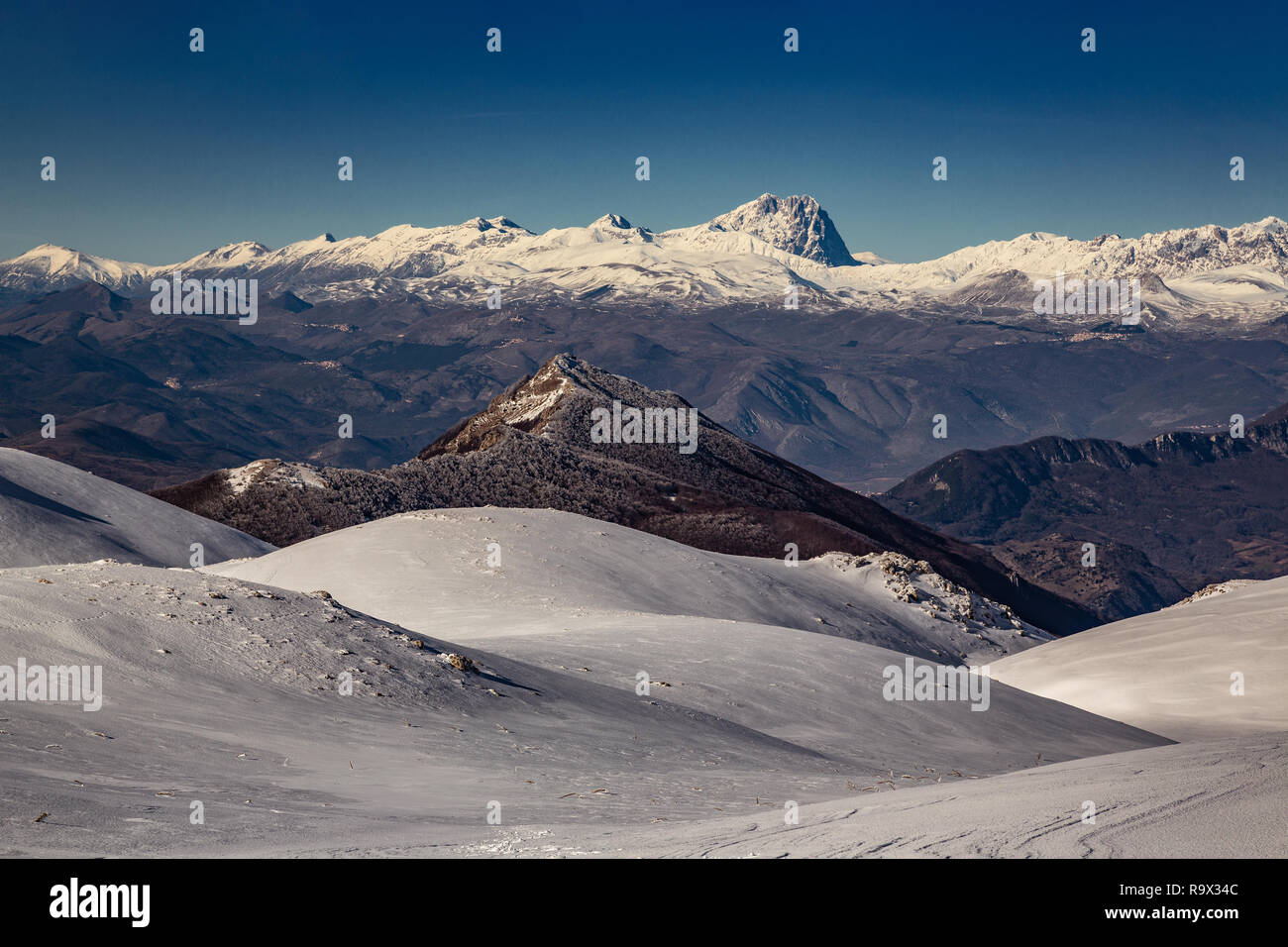 chain of the GRAN Sasso seen from Monte Morrone, Abruzzo Stock Photo ...