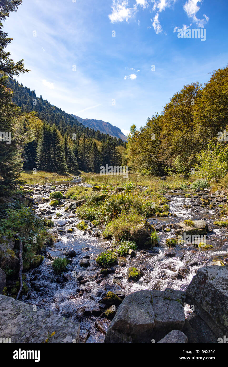 GR10, Hiking of tne Etang de Comte, Ariège Pyrenees, Occitanie, France ...