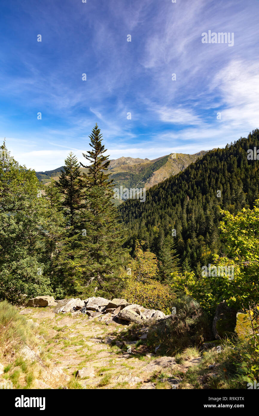 GR10, Hiking of tne Etang de Comte, Ariège Pyrenees, Occitanie, France ...