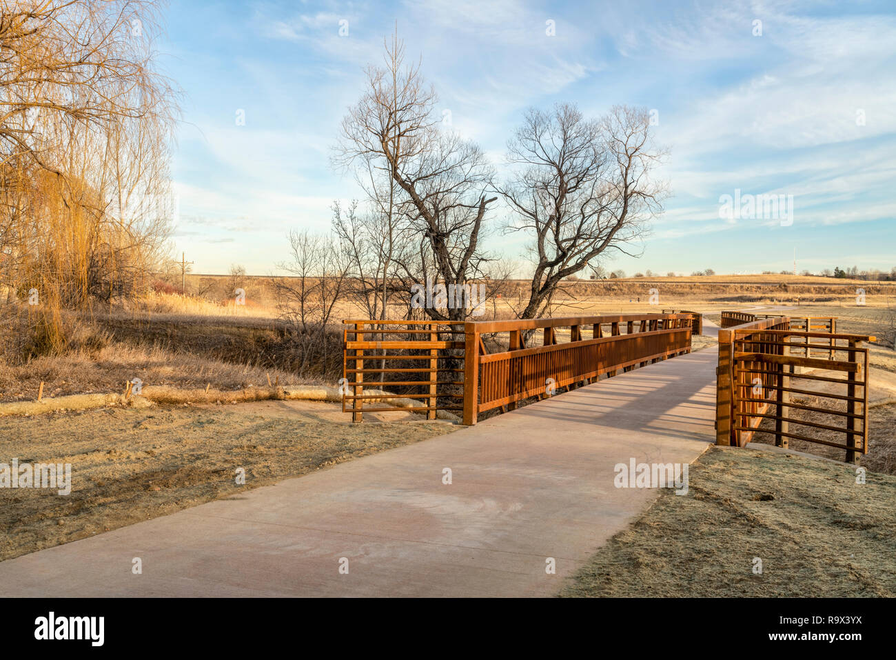 newly constructed bike trail in rural neighborhood of Fort Collins ...
