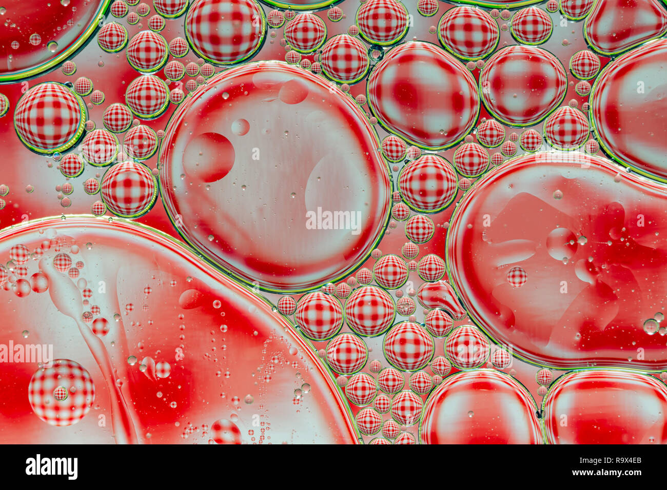 Abstract background of red oil drops on water Stock Photo - Alamy