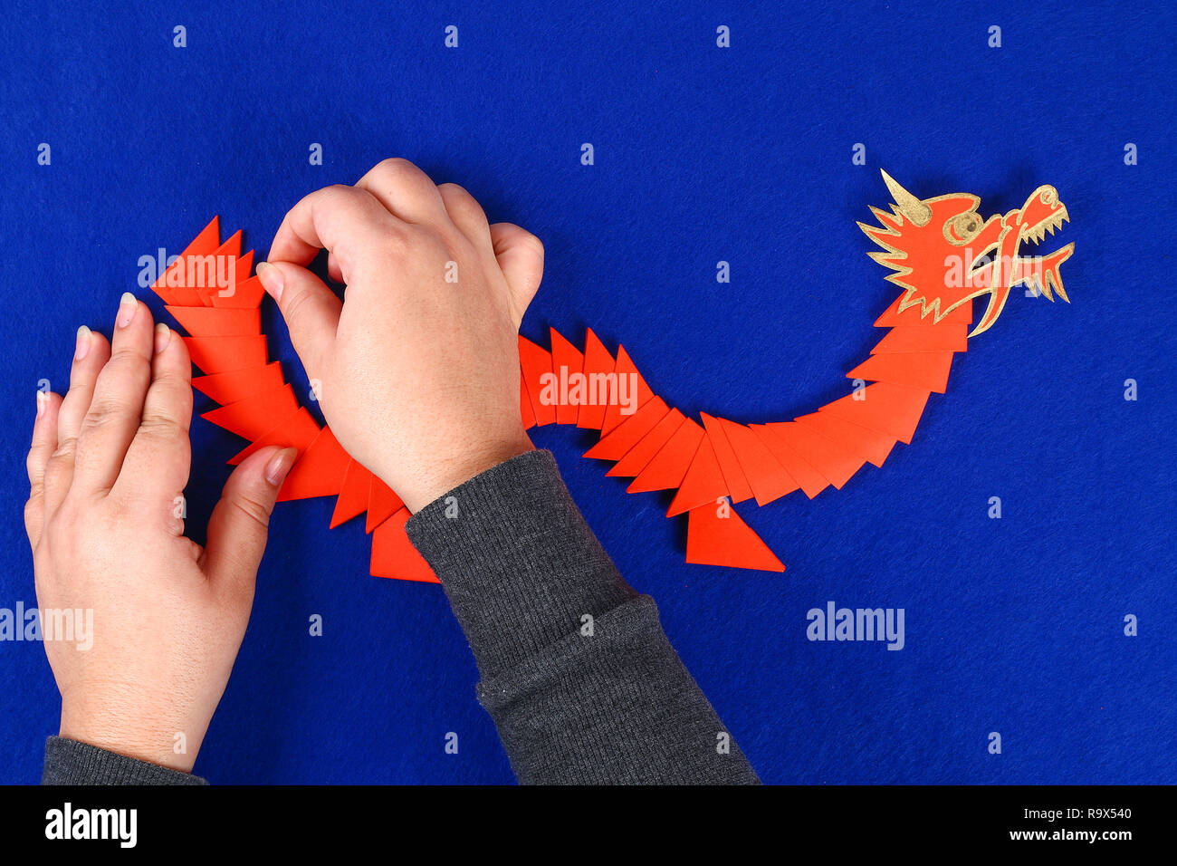 Diy chinese dragon on blue background. Gift ideas, decor Chinese new ...