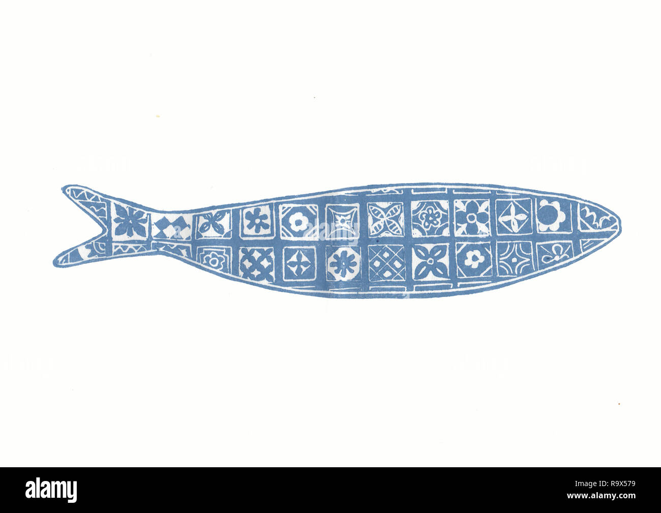 Hand drawn back postcard with fish, watercolor illustration Stock Photo ...