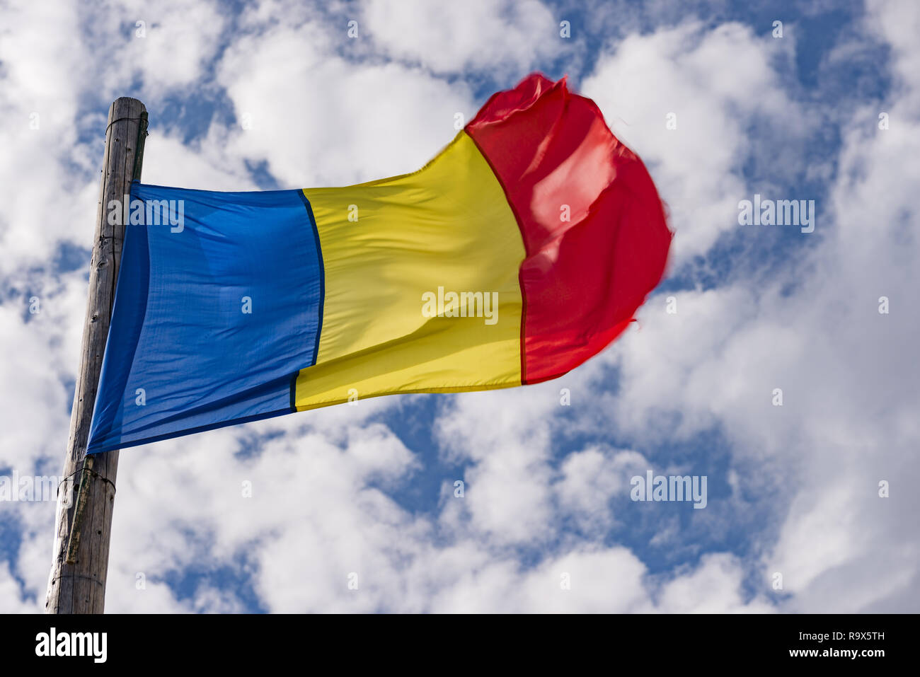 Romanian flag waving hi-res stock photography and images - Alamy