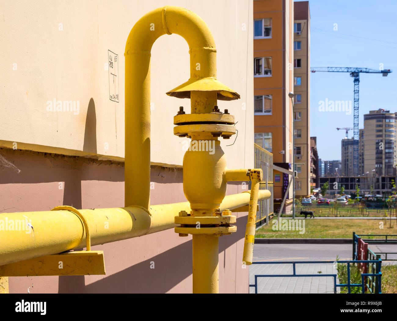 The valve on the gas pipeline, suitable for a residential house Stock ...