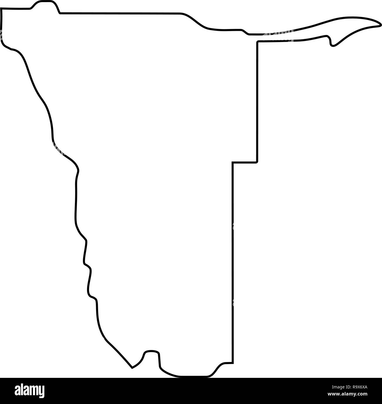 map of Namibia - outline. Silhouette of Namibia map vector illustration ...