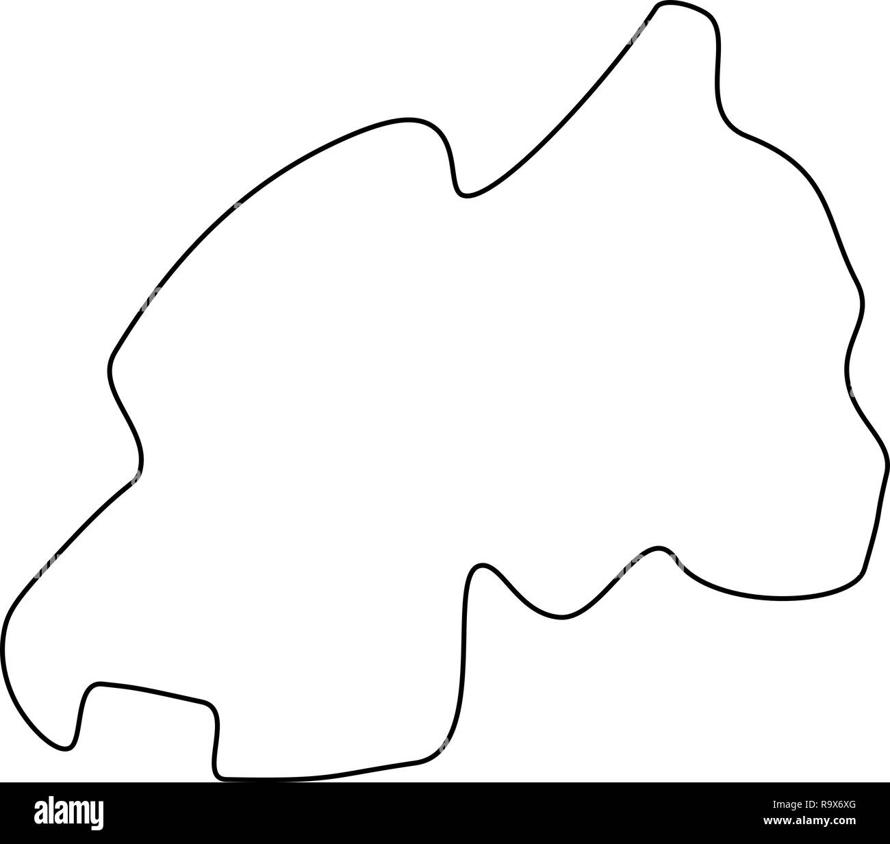 map of Rwanda - outline. Silhouette of Rwanda map vector illustration ...