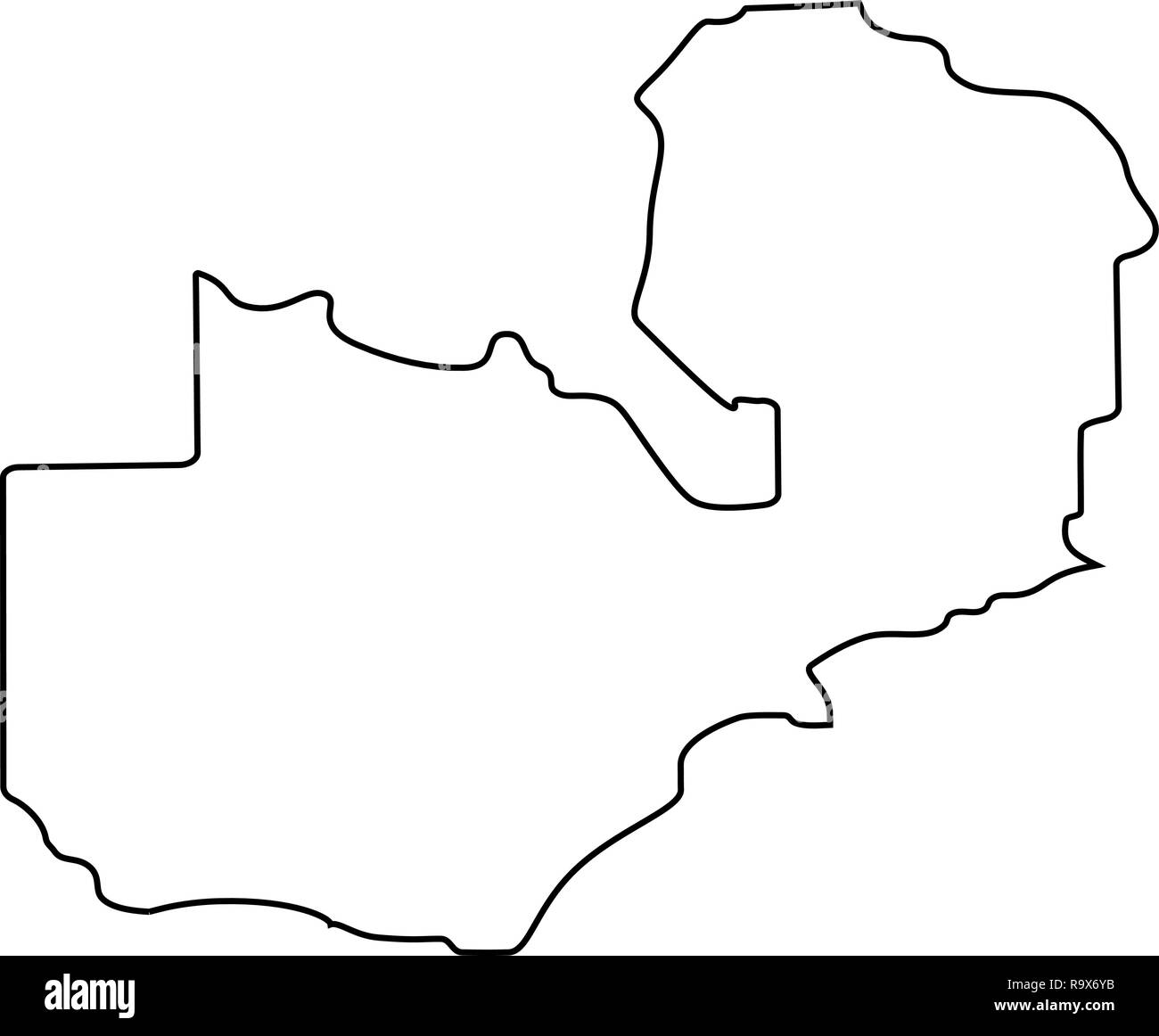 map of Zambia - outline. Silhouette of Zambia map vector illustration ...
