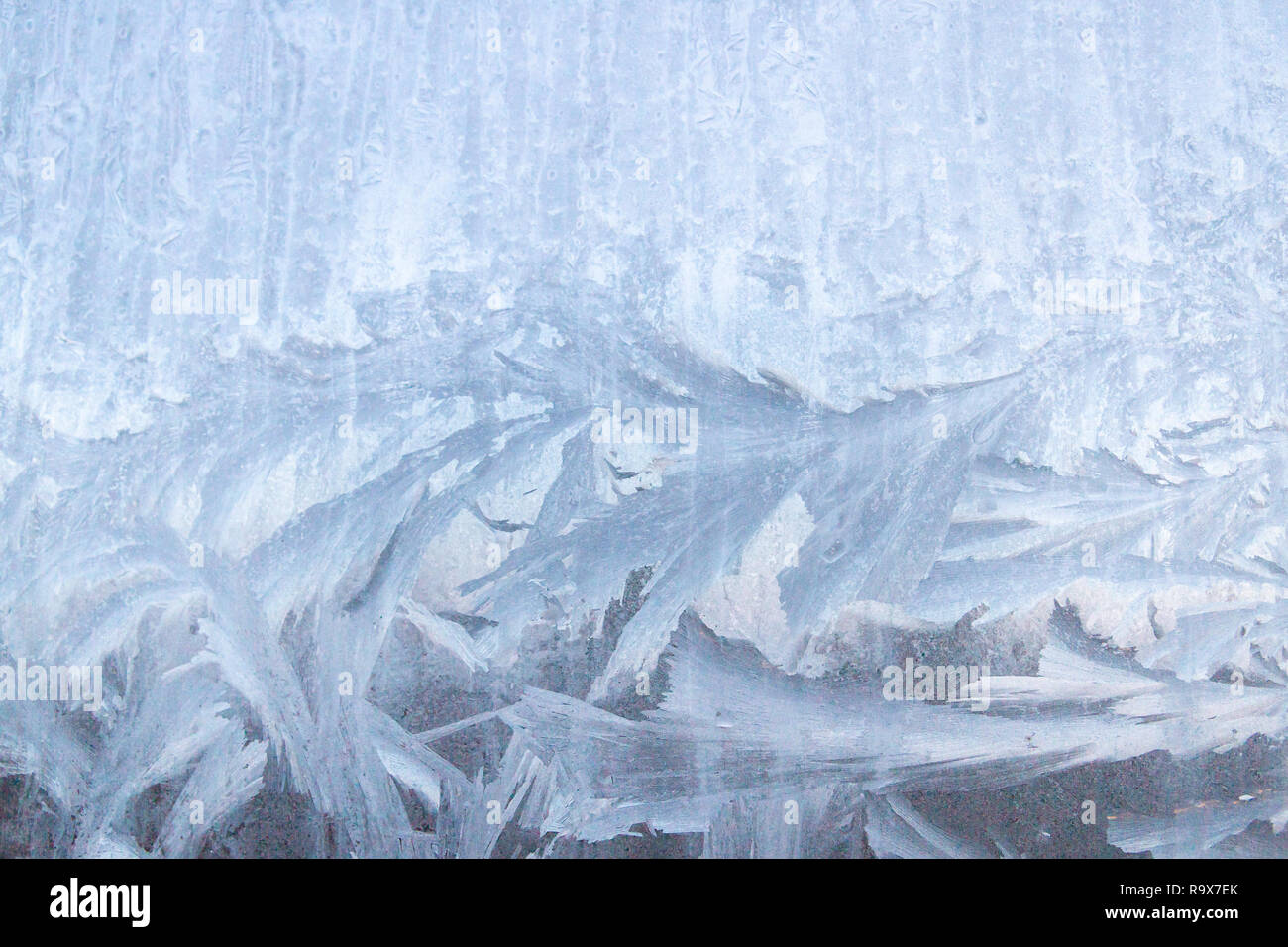 Frosty patterns on a frozen ice box in the early morning Stock Photo ...
