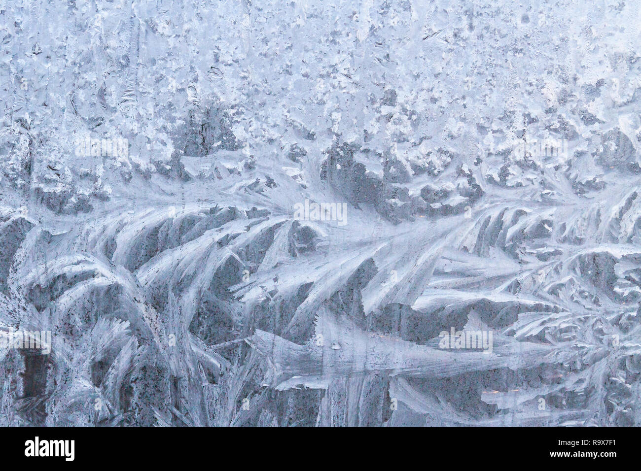 Frosty patterns on a frozen ice box in the early morning Stock Photo ...