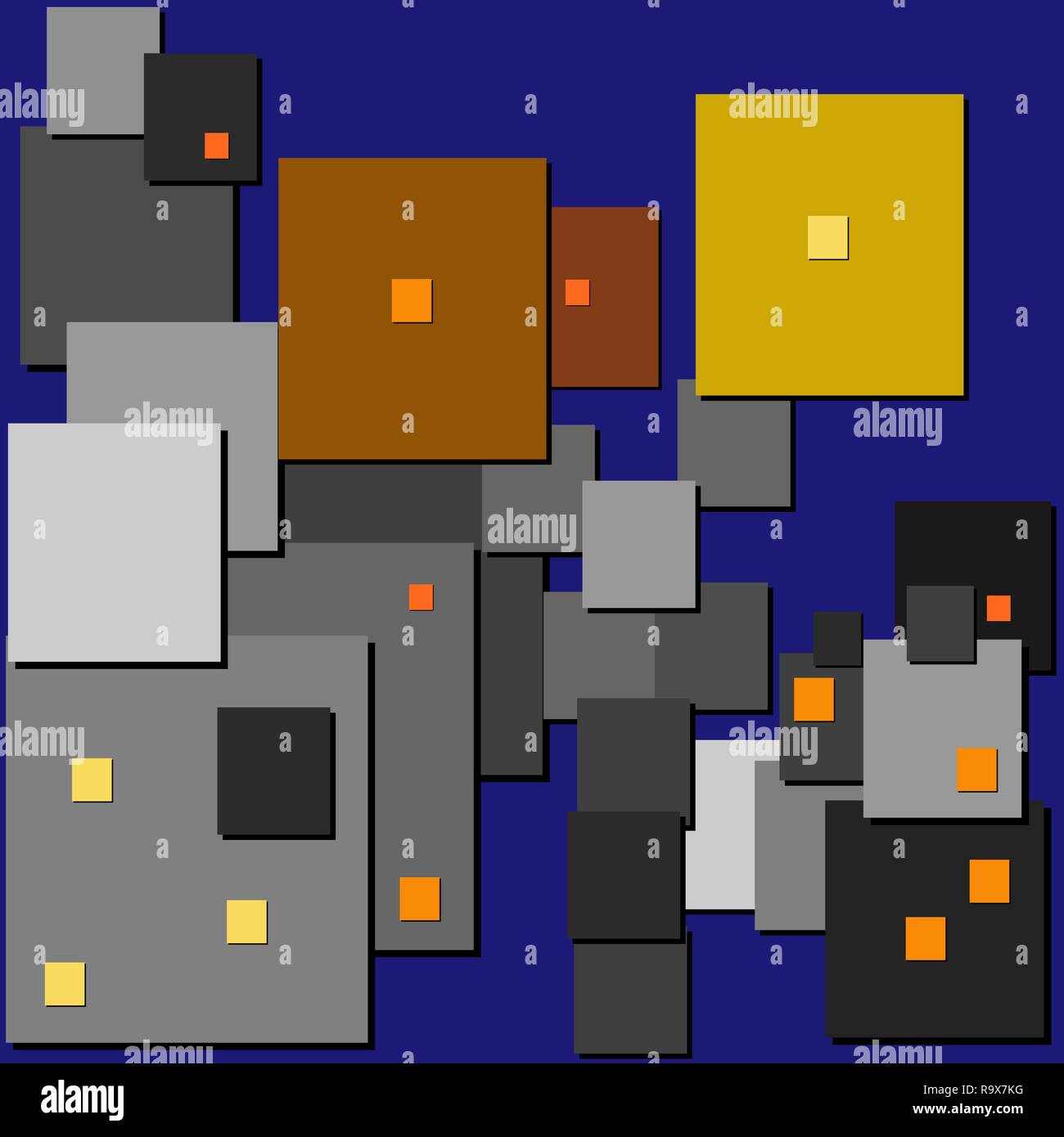 Cubism. Street lights. Night city street with retro lanterns Stock ...