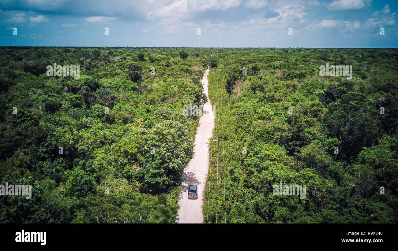 Mexico Drone Photo Jungle Road Stock Photo - Alamy