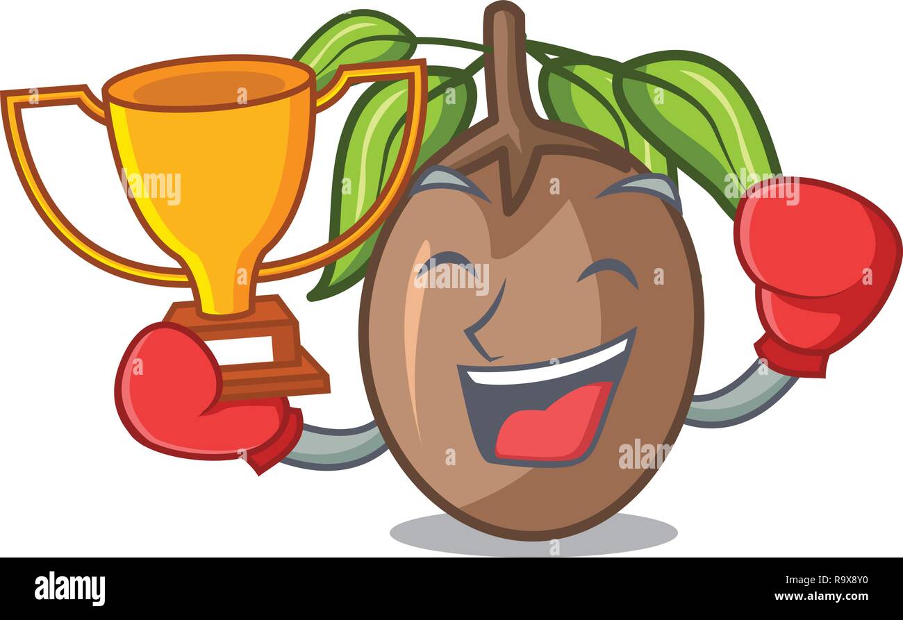 Boxing winner slice sapodilla fruit on shape cartoon Stock Vector Image ...